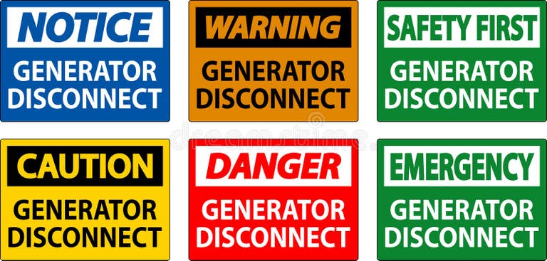 Emergency Sign Generator Disconnect Stock Vector - Illustration of ...