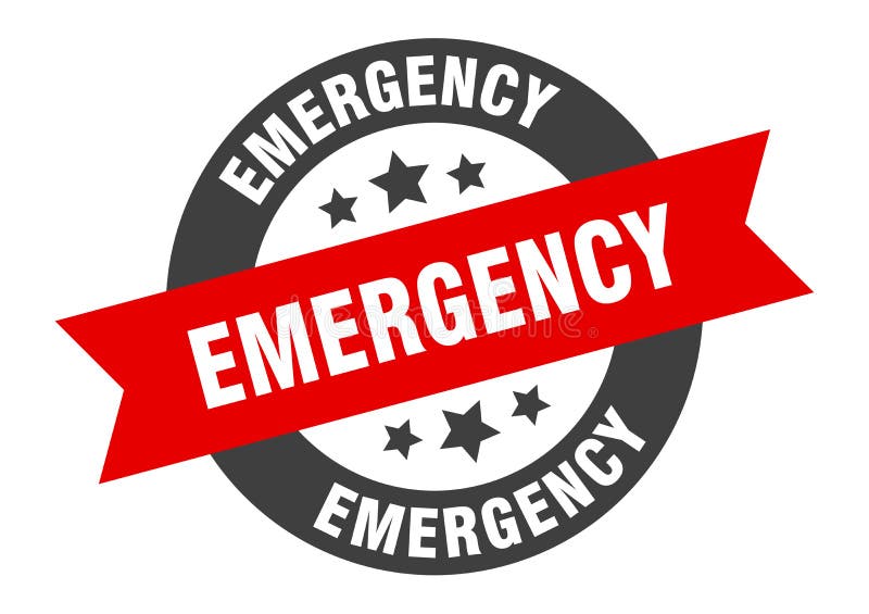 Emergency Sign. Emergency Round Ribbon Sticker Stock Vector ...