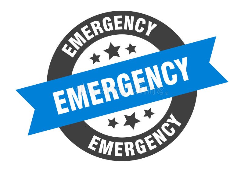 Emergency Sign. Emergency Round Ribbon Sticker Stock Vector ...