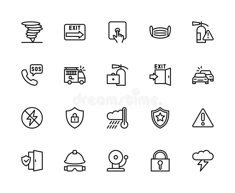 Emergency Situation Vector Linear Icons Set. Contains Such Icons As ...