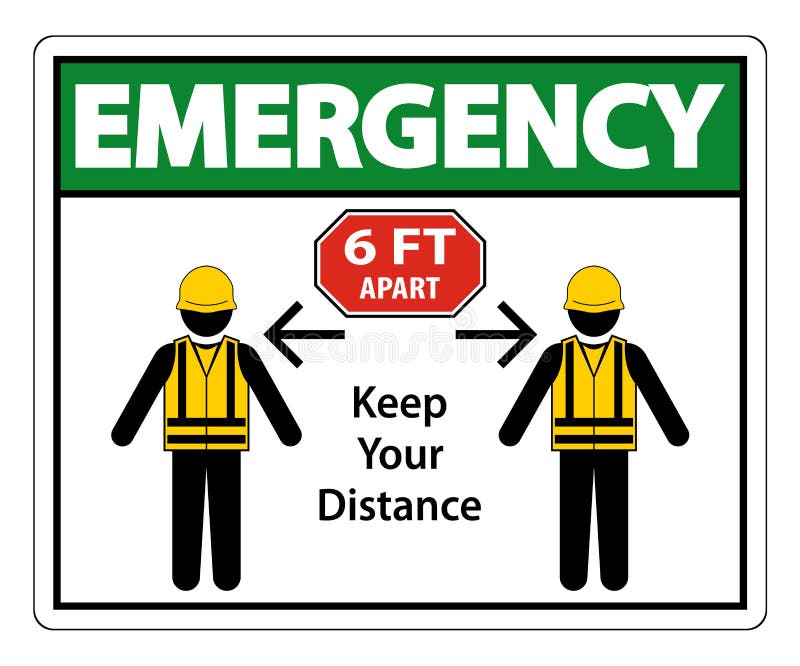 Emergency Social Distancing Construction Sign Isolate on White ...