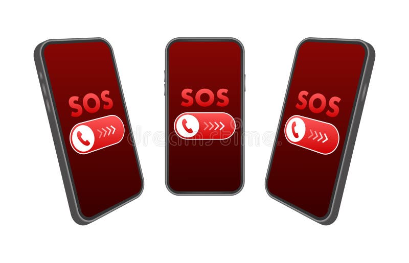 Emergency SOS Alert on Smartphone Screen Vector Illustration, Concept ...