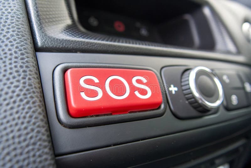 Emergency SOS Button â€ Close-Up View in Car Interior Stock ...