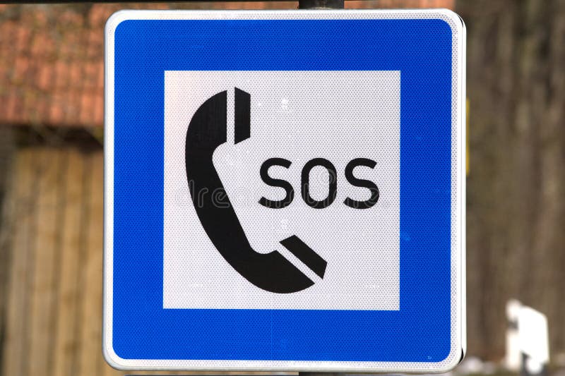 Emergency SOS Phone Sign for Help in Germany Stock Image - Image of ...