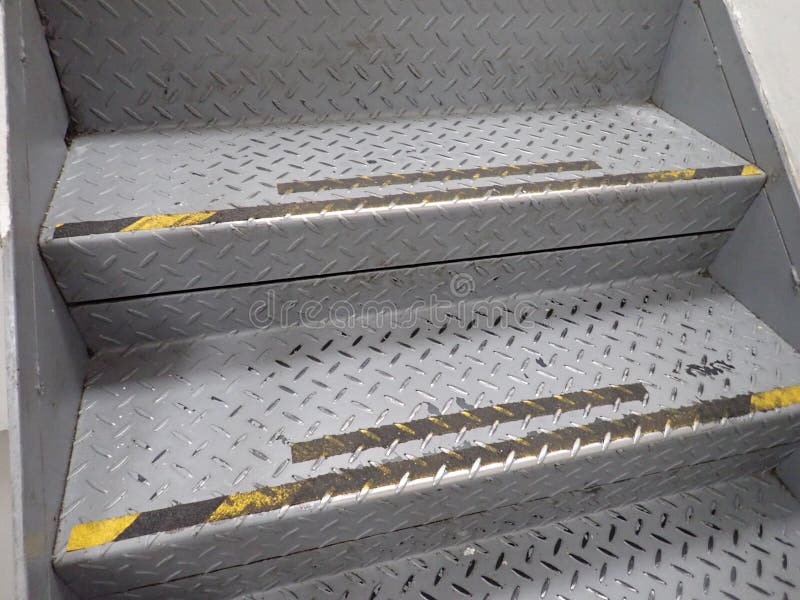 Emergency Staircase Metal Steps with Safety Marks Stock Photo - Image ...