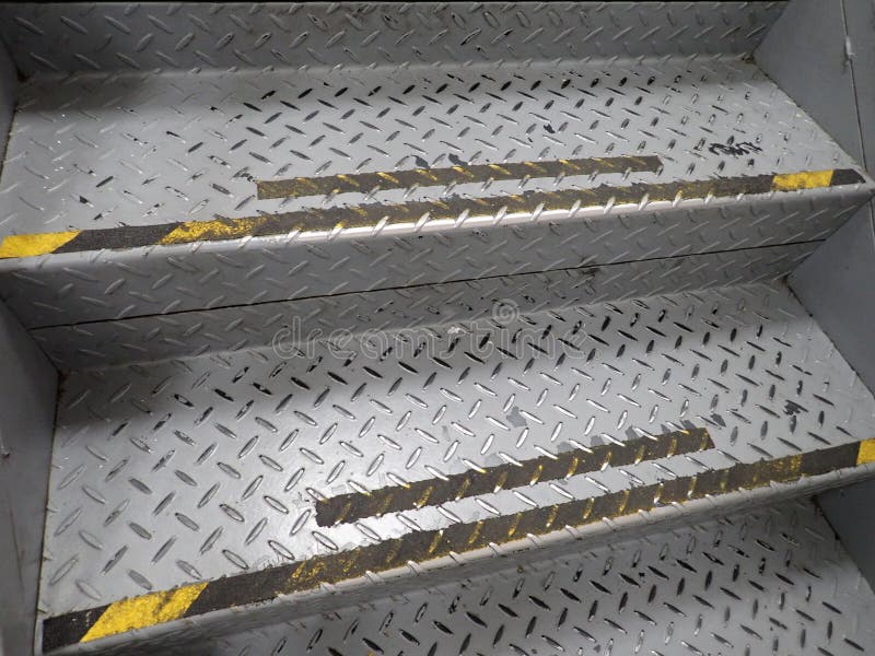 Emergency Staircase Metal Steps with Safety Marks Stock Photo - Image ...