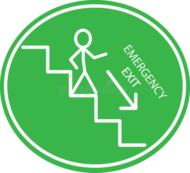 Emergency Stairs and Arrow Down Icon Vector Stock Vector - Illustration ...