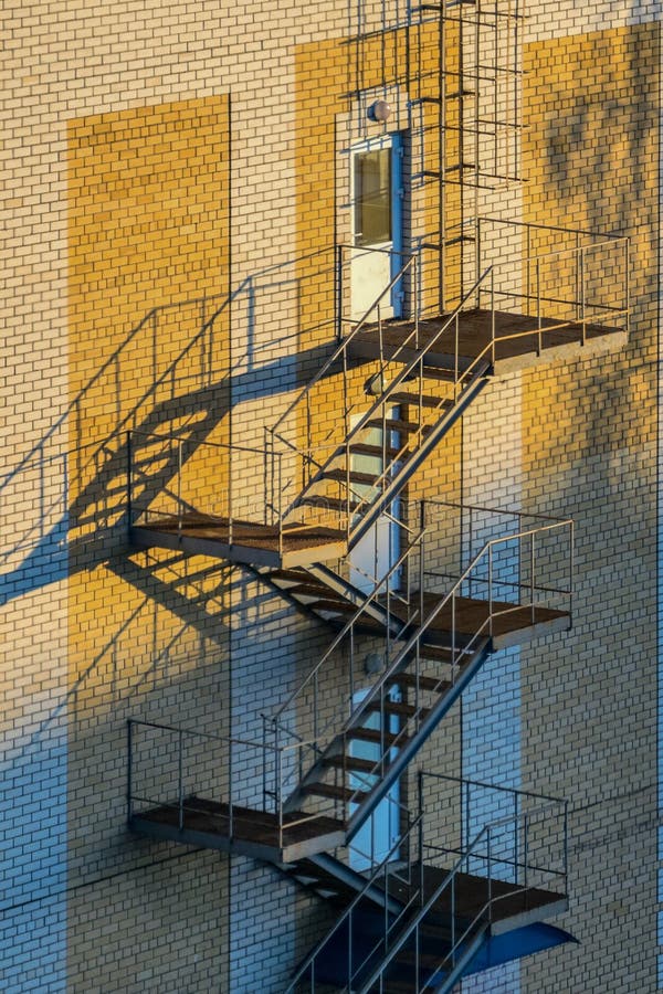 Emergency Stairs Outside the Building Stock Image - Image of exterior ...