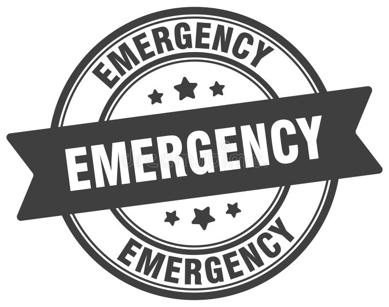 Emergency Stamp. Emergency Label on Transparent Background. Round Sign ...