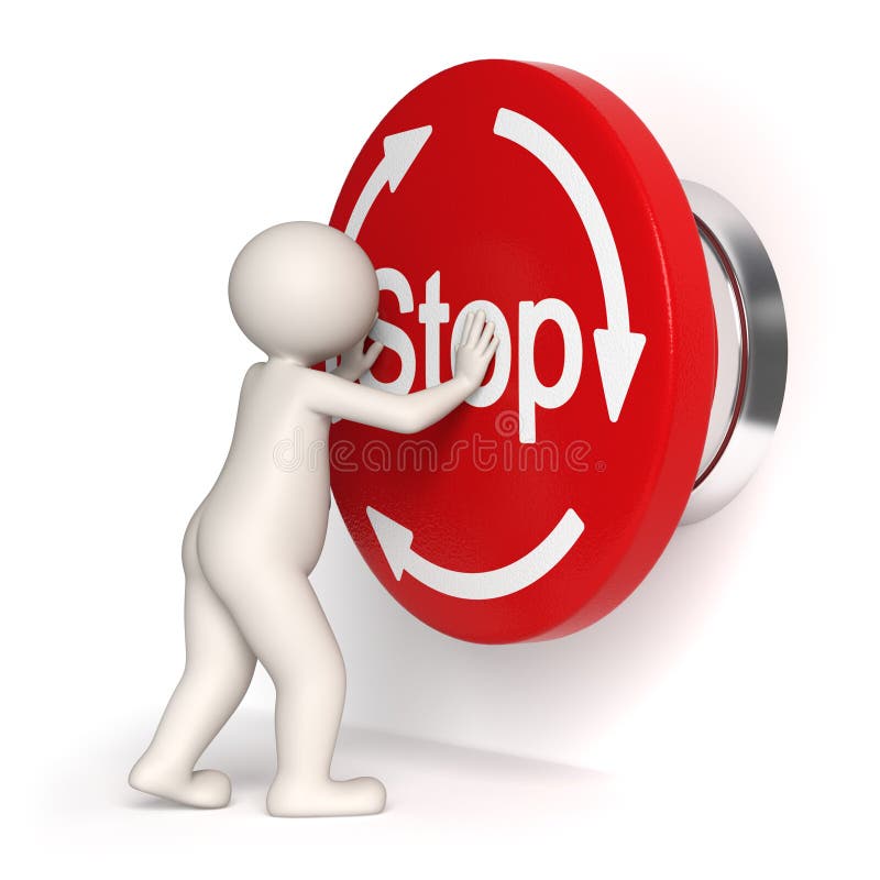 Emergency Stop Button - 3d Man Stock Illustration - Illustration of ...