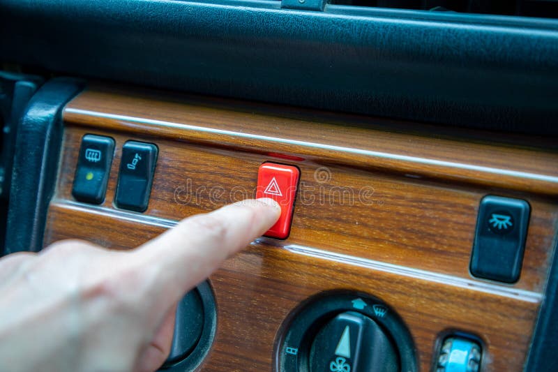 Emergency Stop Button in the Car. Emergency Situation on the Road Stock ...