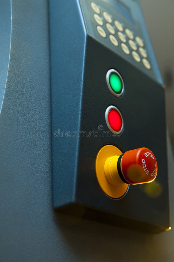 Emergency Stop Button at Control Panel Stock Image - Image of board ...