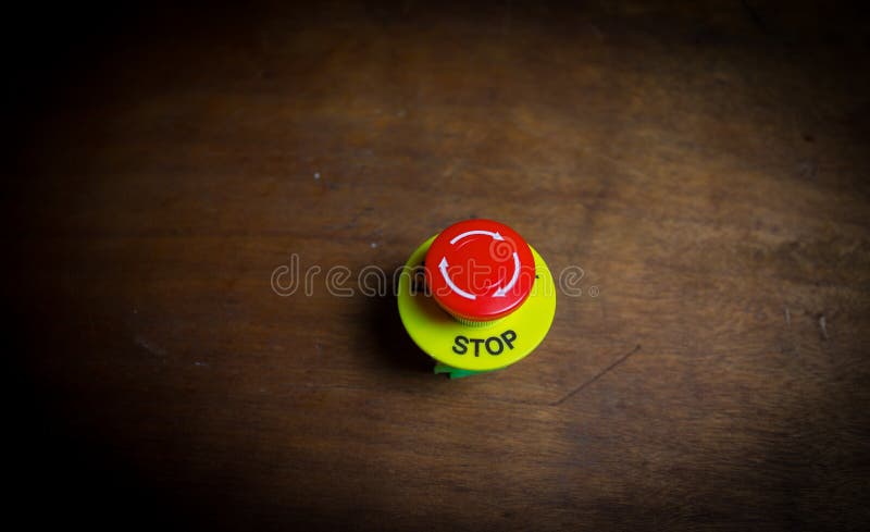 Emergency Stop Button, Disaster Protection. Industrial Concept. Red ...