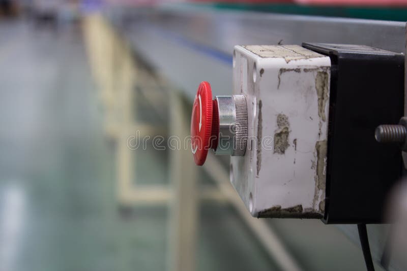 Emergency Stop Button Line Assembly. Stock Image - Image of industrial ...