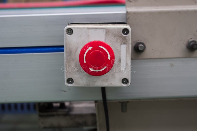 Emergency Stop Button Line Assembly. Stock Image - Image of yellow ...