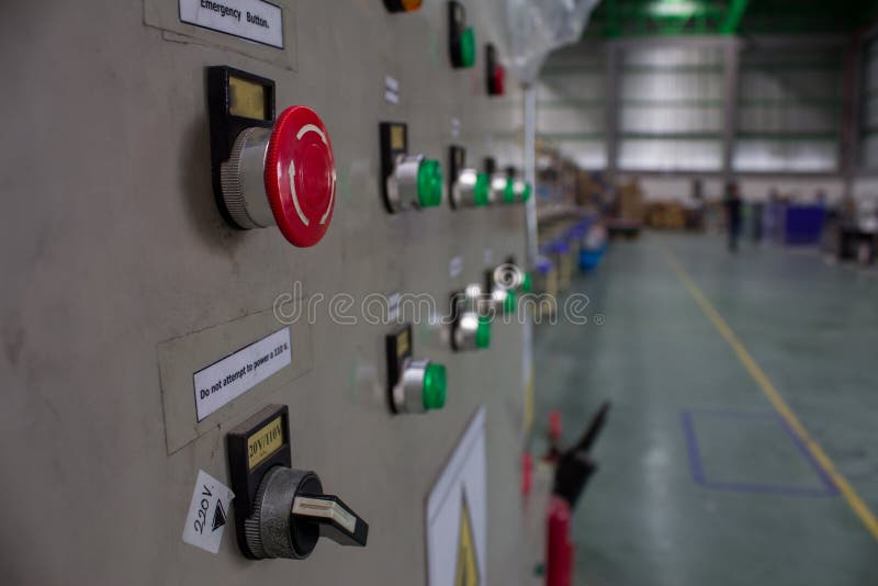 Emergency Stop Button Line Assembly. Stock Image - Image of industrial ...