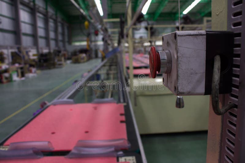 Emergency Stop Button Line Assembly Stock Photo - Image of round ...