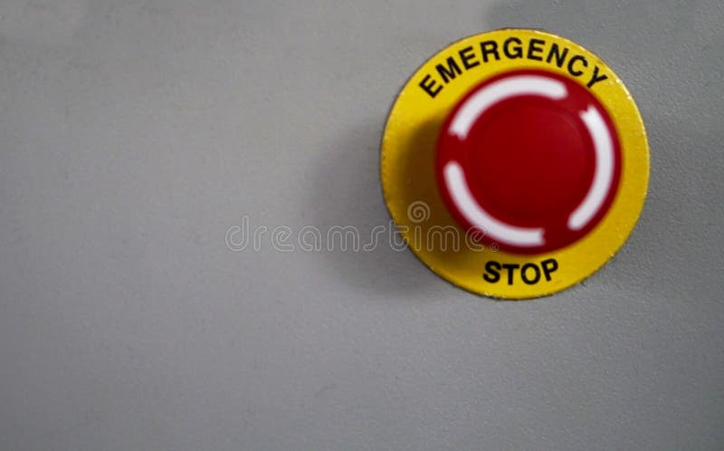 Emergency Stop Button Switch on Control Panel in a Industry Stock Image ...