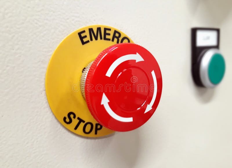 Emergency stop button stock illustration. Illustration of technical ...