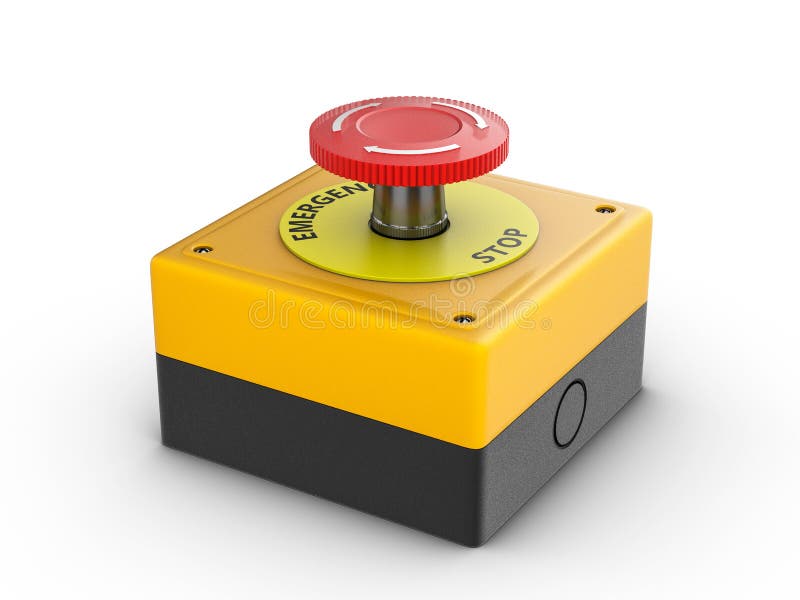 Emergency Stop Push Button Symbol Isolate on White Background,Vector ...