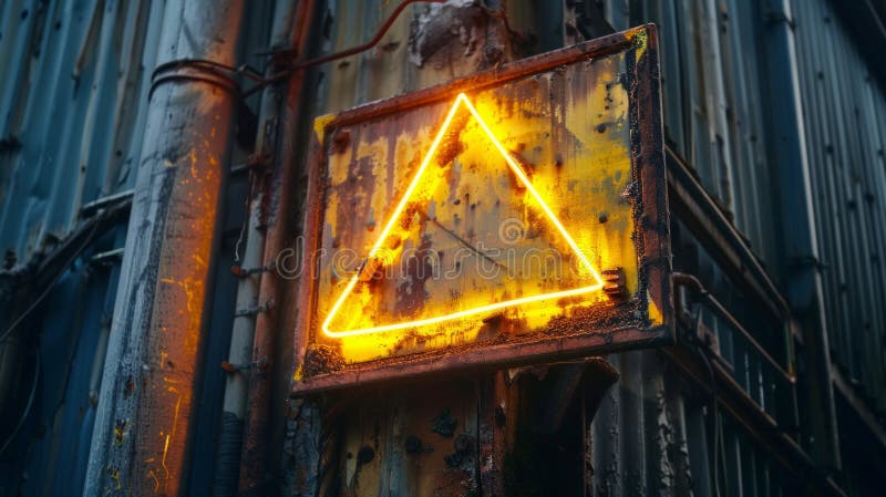 Emergency Stop Neon Warning Sign on Rusty Surface Stock Photo - Image ...