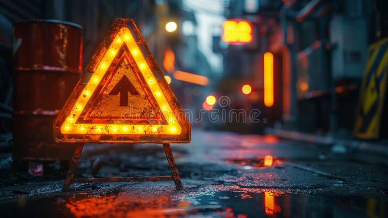 Emergency Stop Neon Warning Sign on Rusty Surface Stock Photo - Image ...
