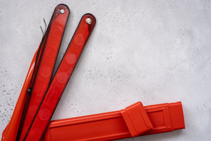 Emergency Stop Sign Folded, Traffic Reflector Auto Stock Image - Image ...