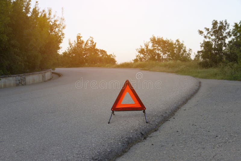 An Emergency Stop Sign for a Vehicle is Installed on the Road. Copy ...