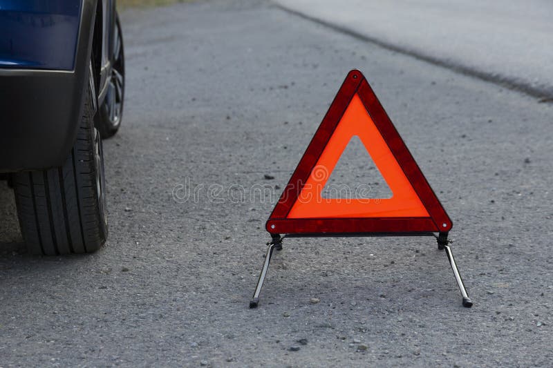 An Emergency Stop Sign for a Vehicle is Installed on the Road. Copy ...