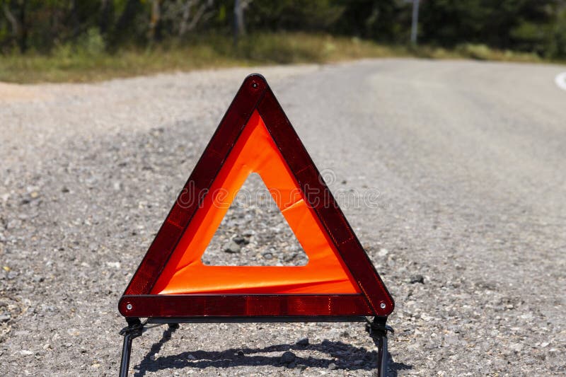 An Emergency Stop Sign for a Vehicle is Installed on the Road. Copy ...