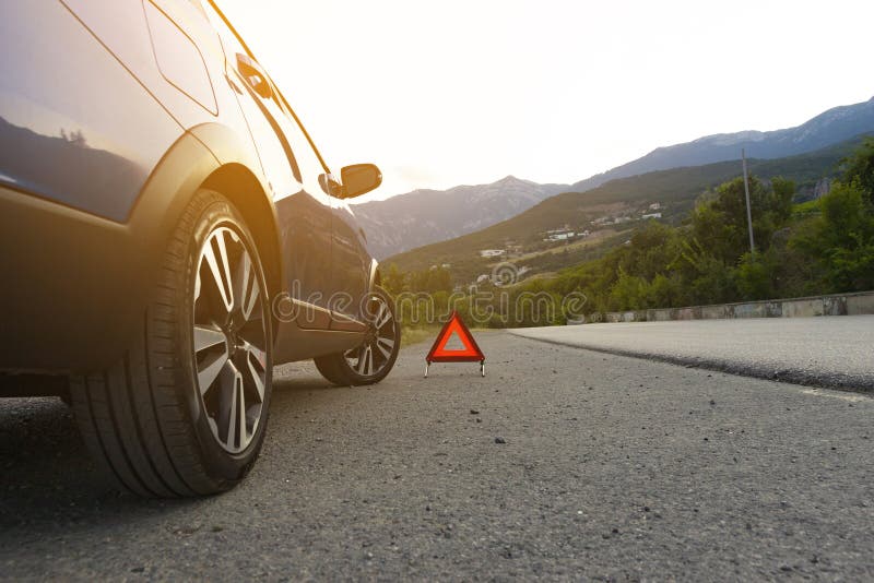 An Emergency Stop Sign of a Vehicle is Installed on the Road, Next To ...