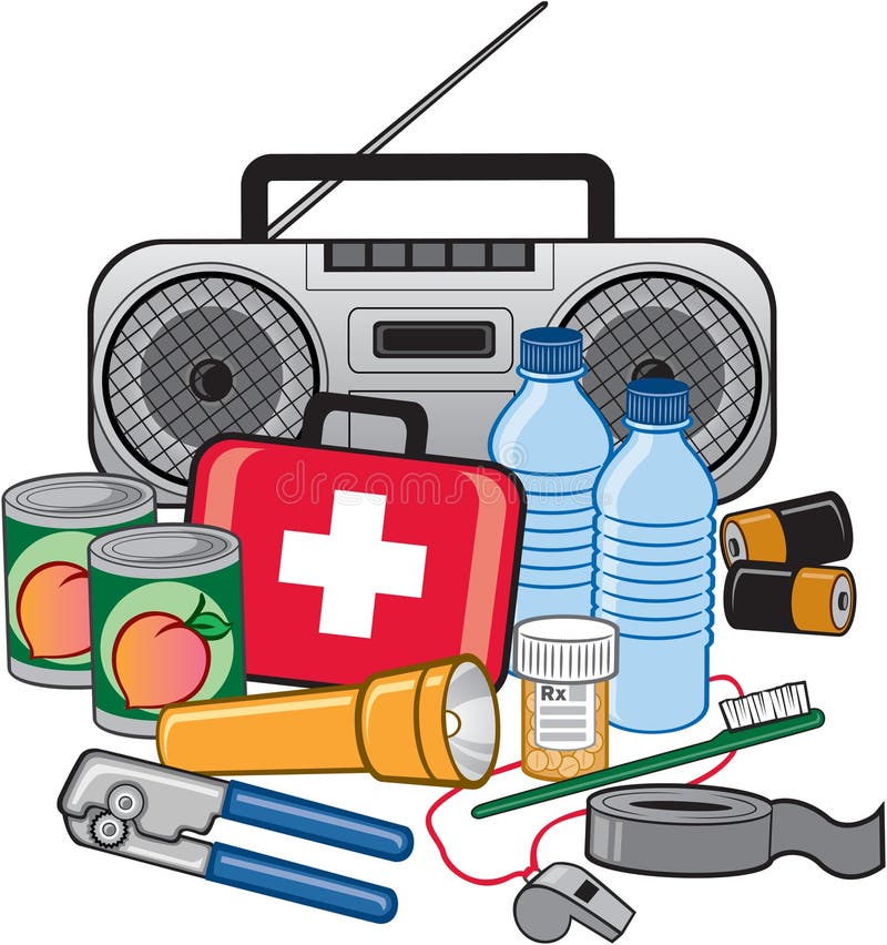 Emergency Survival Preparedness Kit Stock Vector - Illustration of pill ...