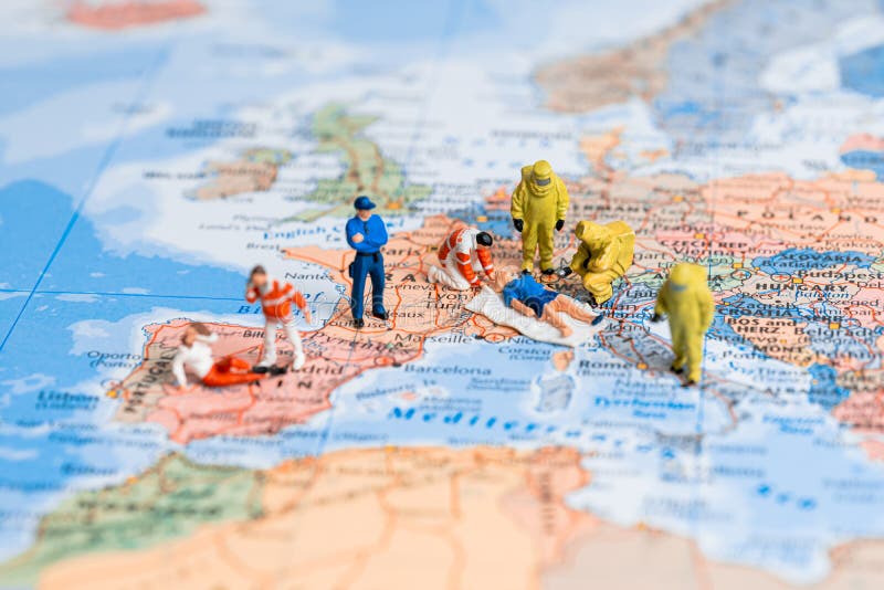 Emergency Team and Policeman Helping Injured People Stock Photo - Image ...