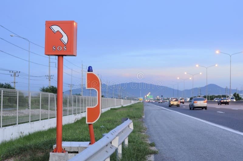 SOS Sign and Emergency Telephone on the Road Stock Photo - Image of ...