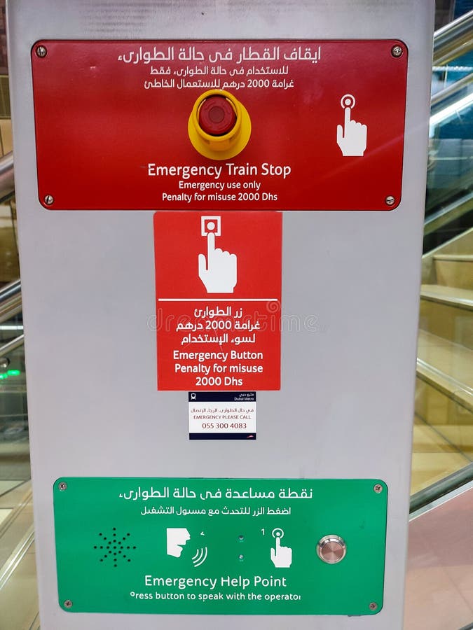 Emergency Train Stop Button in Dubai Metro Editorial Stock Image ...