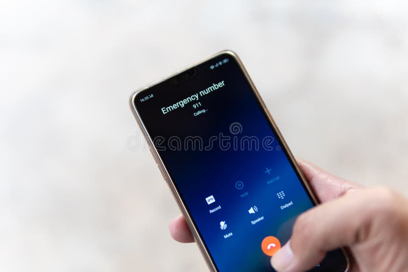 Emergency and Urgency, Dialing 911 on Smartphone Screen. Stock Photo ...