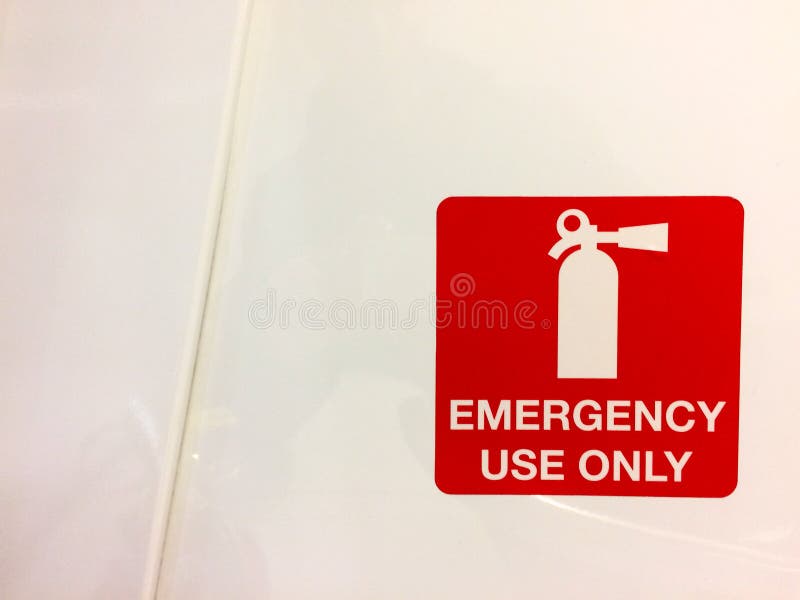 Emergency use only sign stock image. Image of flame - 180918893