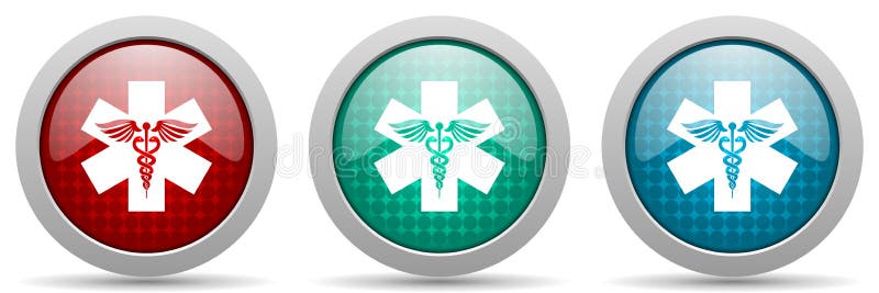Emergency Vector Icon Set, Glossy Web Buttons Collection Stock Vector ...