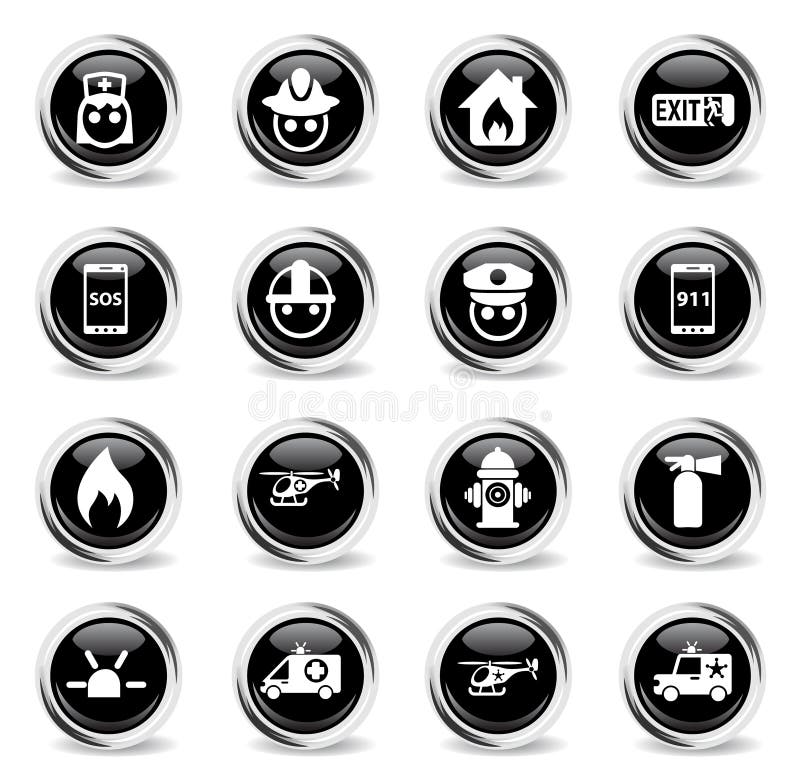 Emergency icon set stock vector. Illustration of round - 126294633