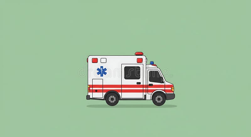 Emergency Vehicle Illustration Modern Ambulance Design on Plain ...