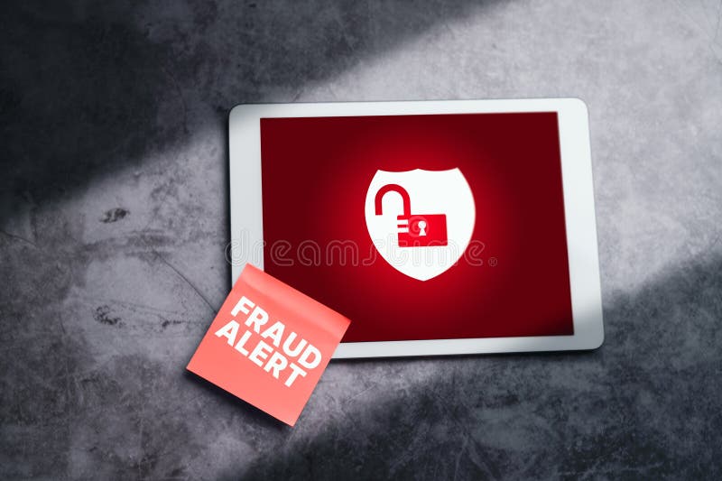 Emergency Warning Alert Alarm on Digital Tablet with Adhesive Note ...