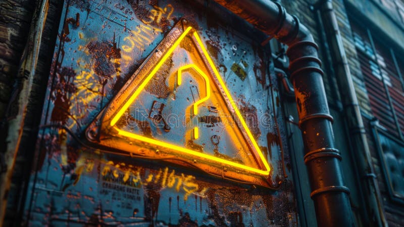 Emergency Warning Sign Question Mark on Rusty Surface Stock Photo ...