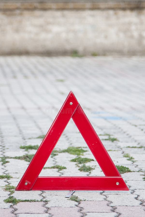 Emergency warning triangle stock image. Image of reflective - 61855095
