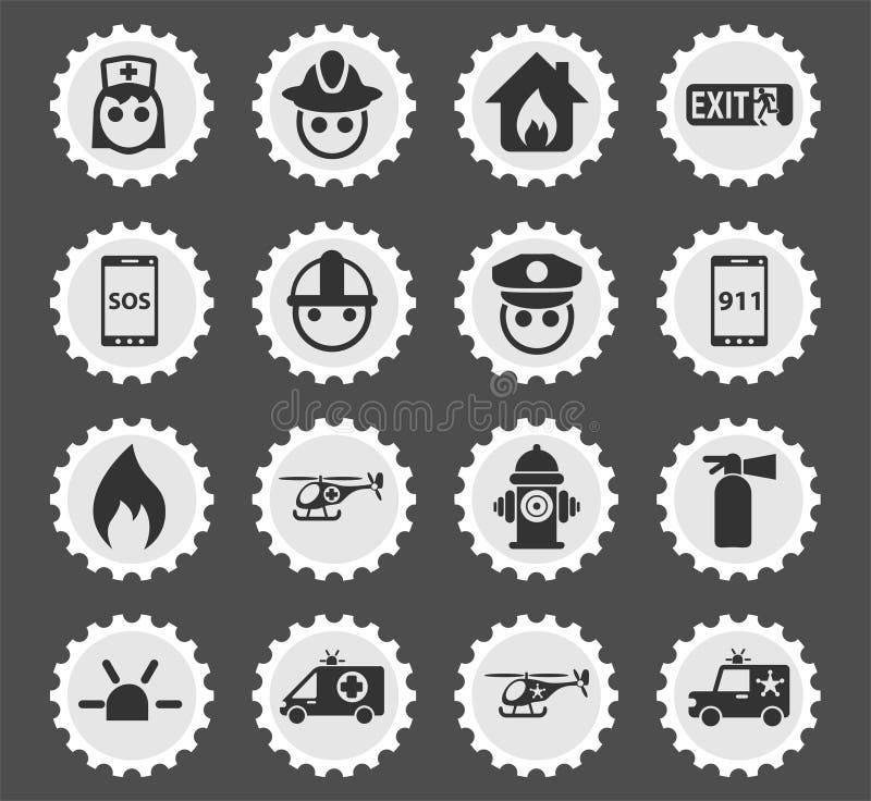 Emergency icon set stock illustration. Illustration of emergency - 88692853