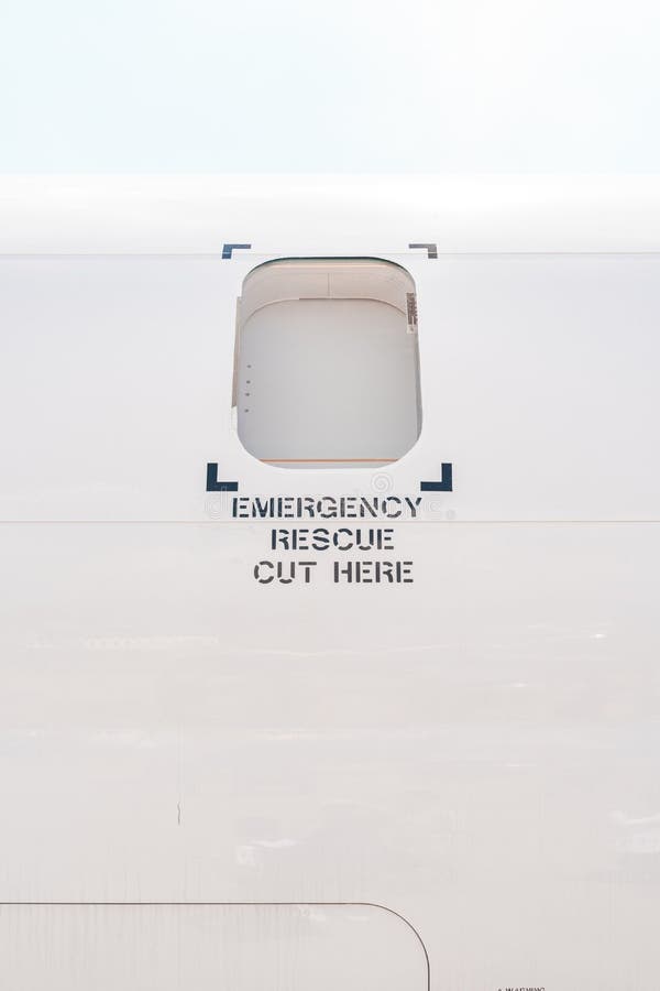 Emergency Window on a Plane Stock Image - Image of safety, security ...