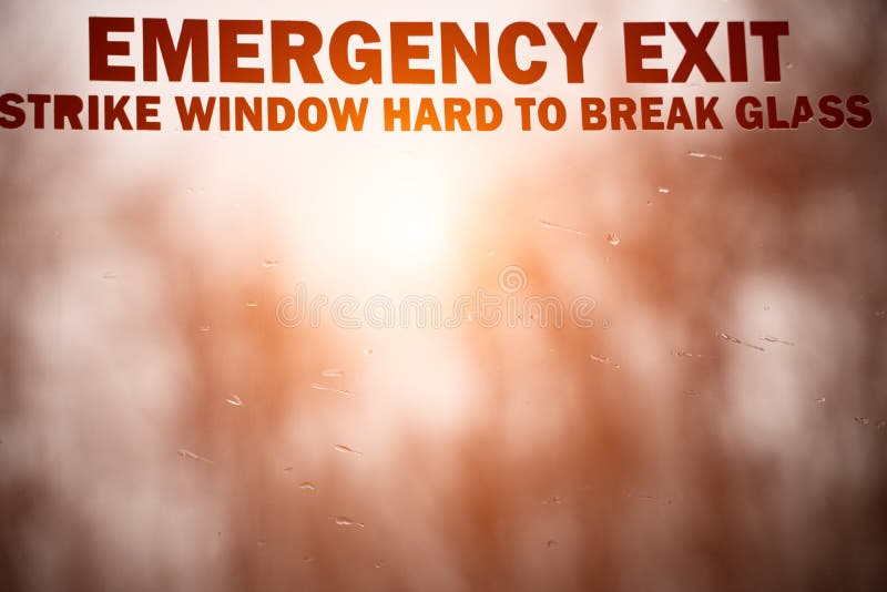Emergency Window on Train. Emergency Exit. Close-up. Inscription. Stock ...