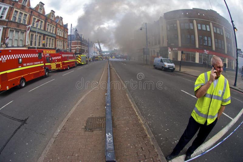 Emergency Workers Responding To Fire Stock Photo - Image of daytime ...