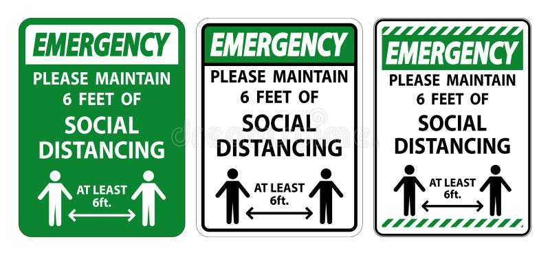 Emergency for Your Safety Maintain Social Distancing Sign on White ...