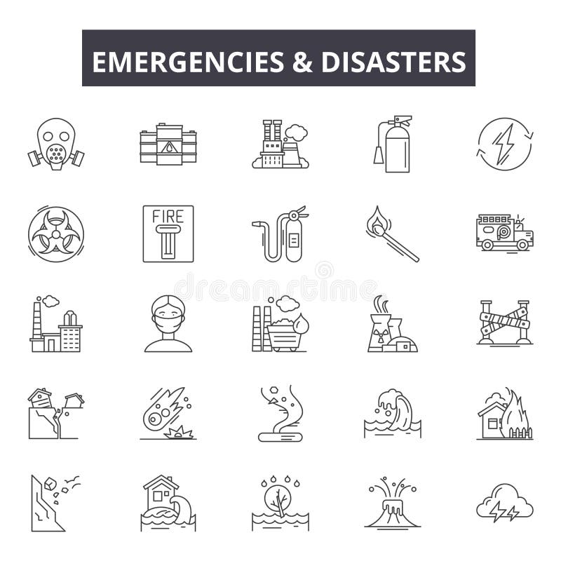 Natural Disasters Vector Line Icon, Linear Concept, Outline Sign ...
