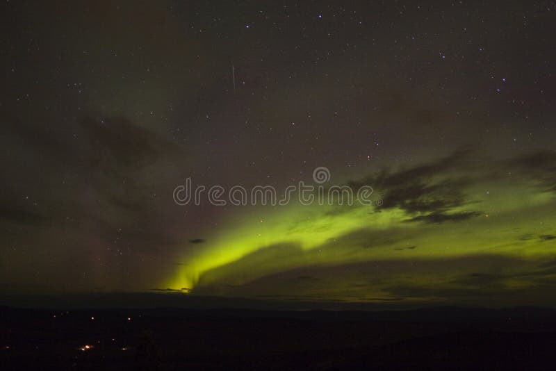 Emerging Aurora Arc with Meteor Stock Image - Image of polaris, natural ...